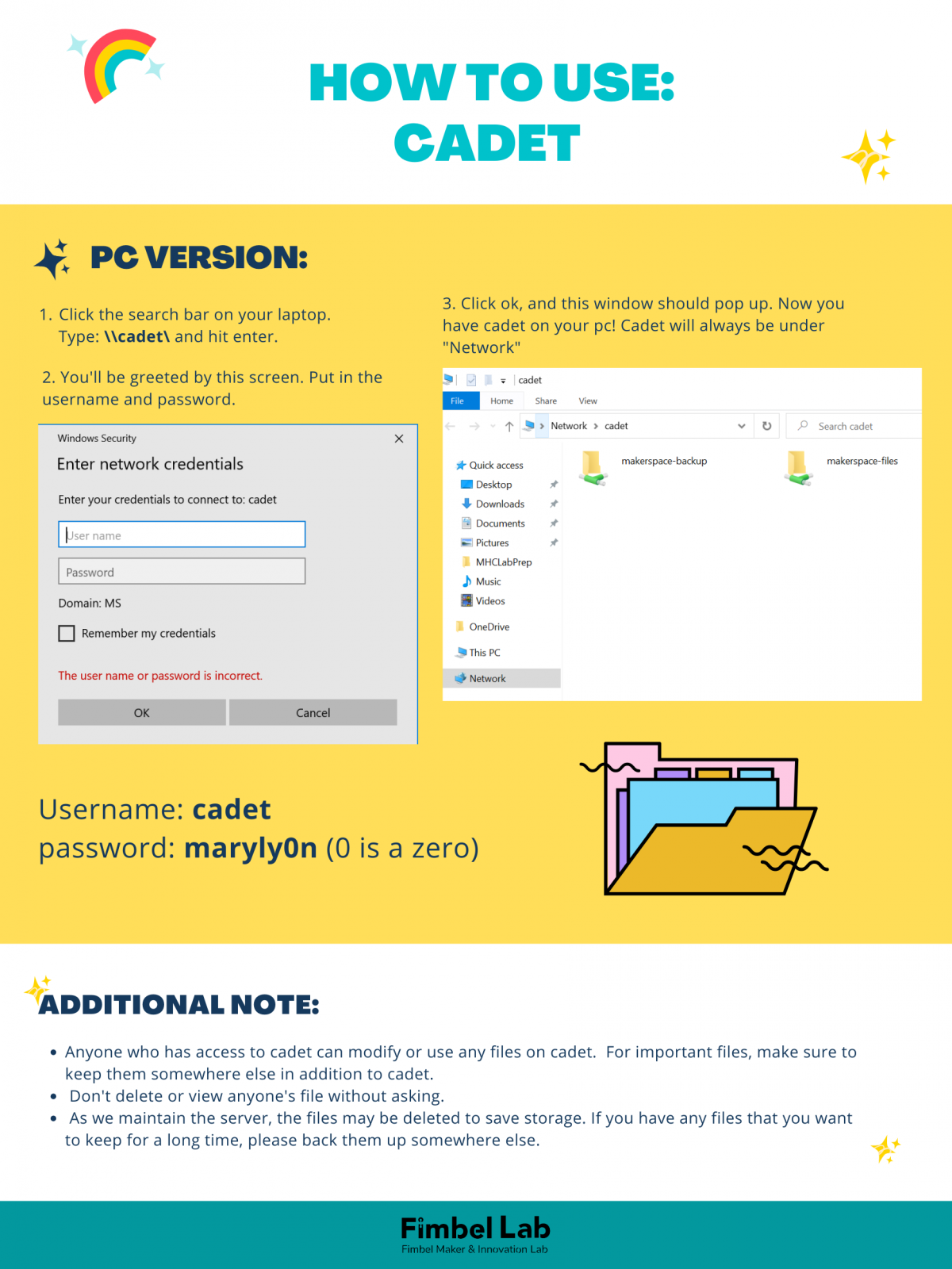 Using ‘cadet’ network storage