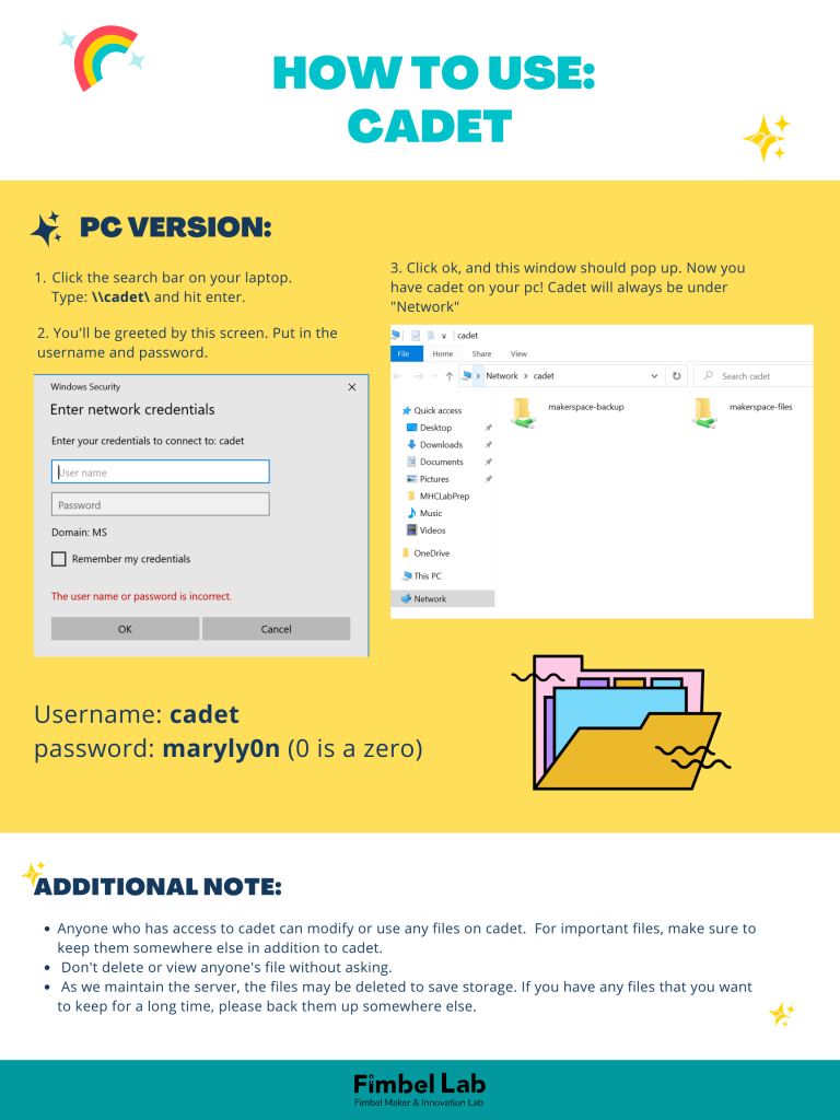 Using ‘cadet’ network storage