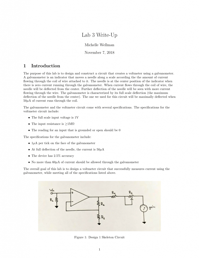 Electronics Lab Write-Up | Michelle Wellman