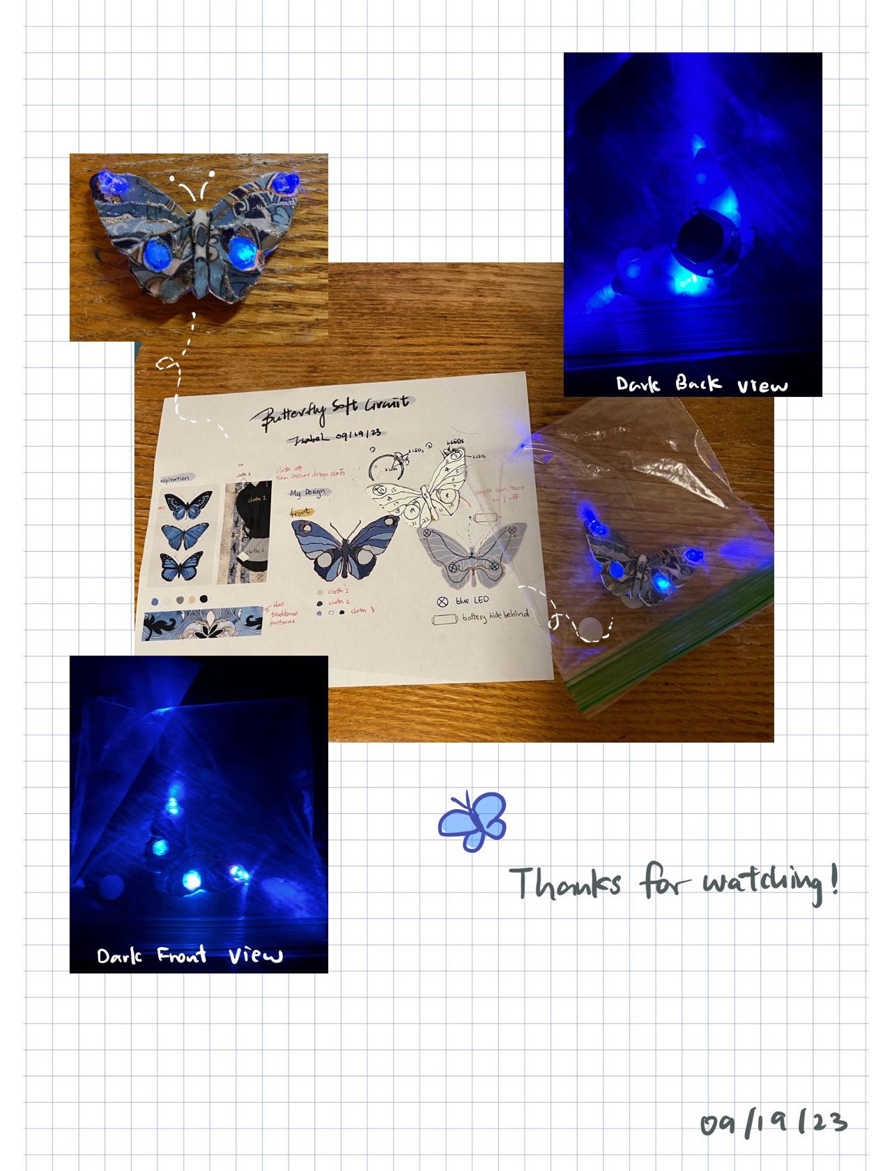 Soft Circuit: Blue Butterfly – IsabelX